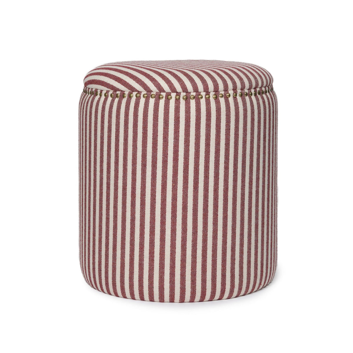 Footstool Harbour Stripe Wool Redwood - Studded — Tori Murphy Ltd